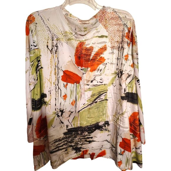 Jess & Jane | Tops | Jess Jane 3x Tunic Top Abstract Flower Lagenlook ...